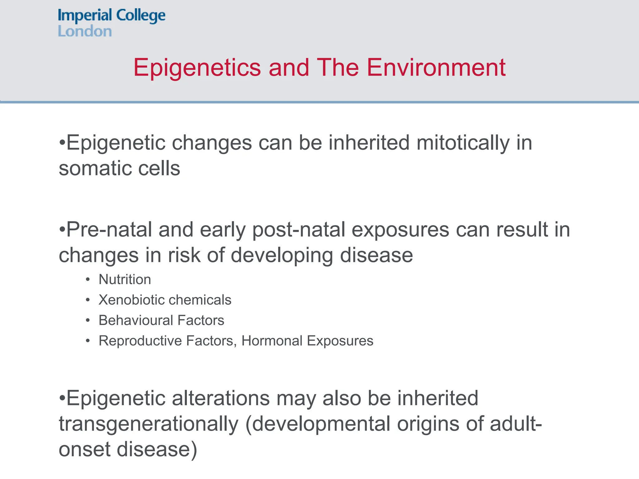 Epigenetic Mechanisms and Gene-environment interaction the role of ...