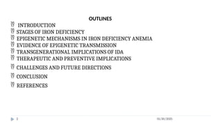 epigenetic in iron deficiency, a seminar presentation in the department ...