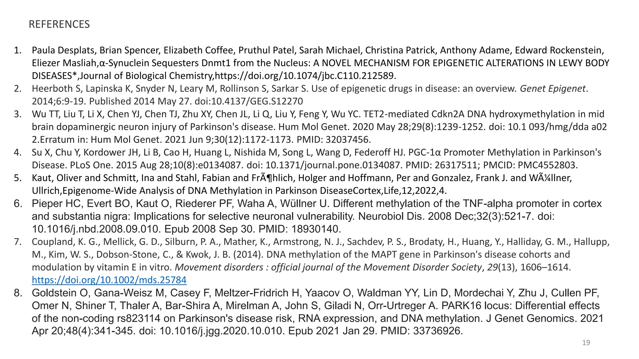 Epigenetic mechanisms in Parkinsons disease | PPTX