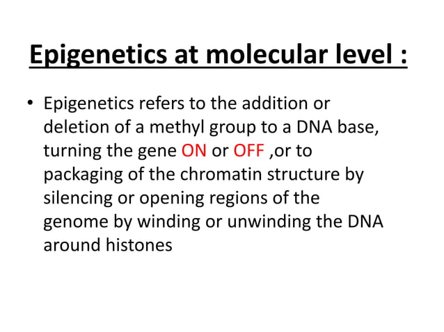 Epigenetics and The Molecular Mechanisms | PPT