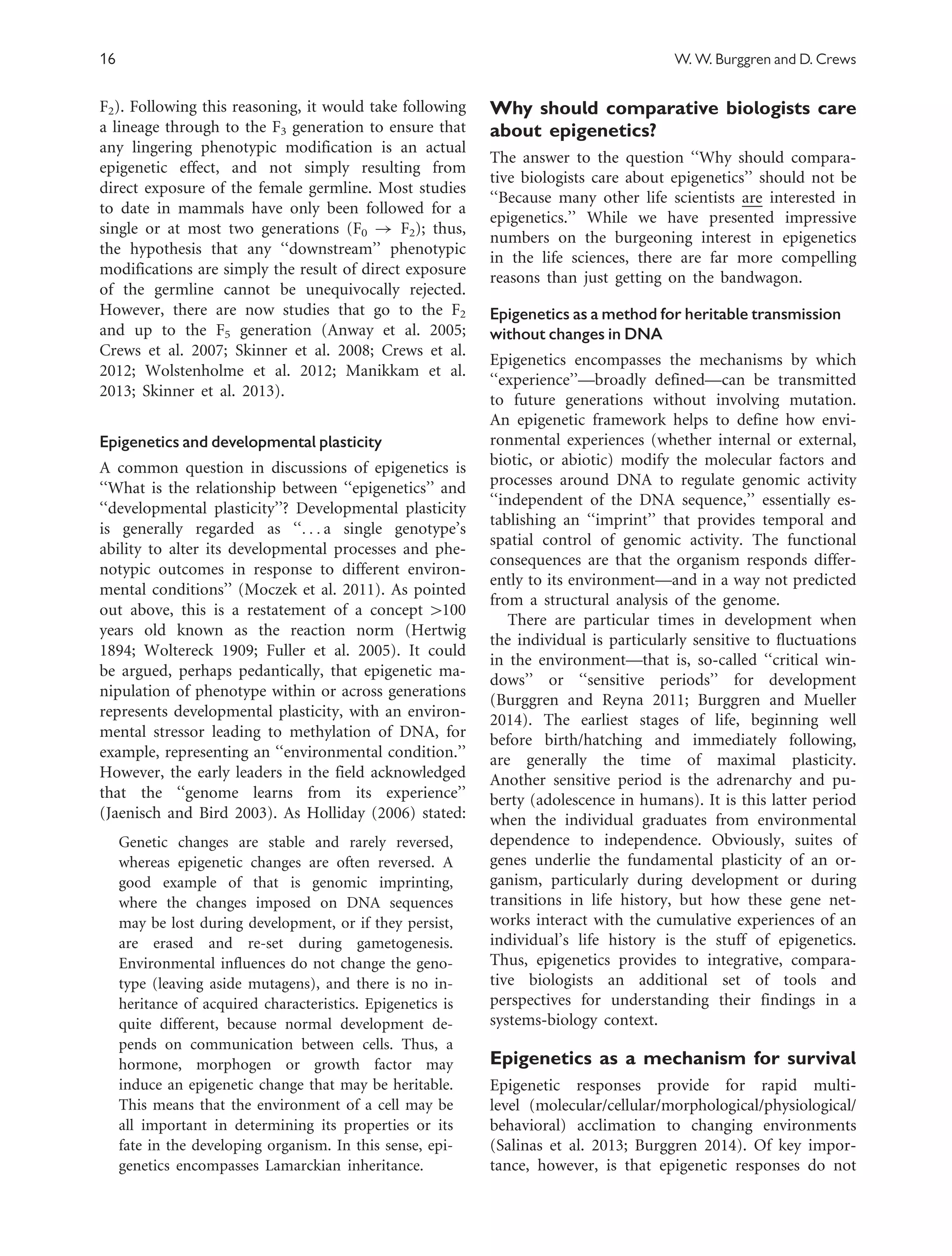 Epigenetics comparative biology | PDF