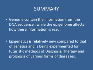 Epigenetics in human diseases | PPTX