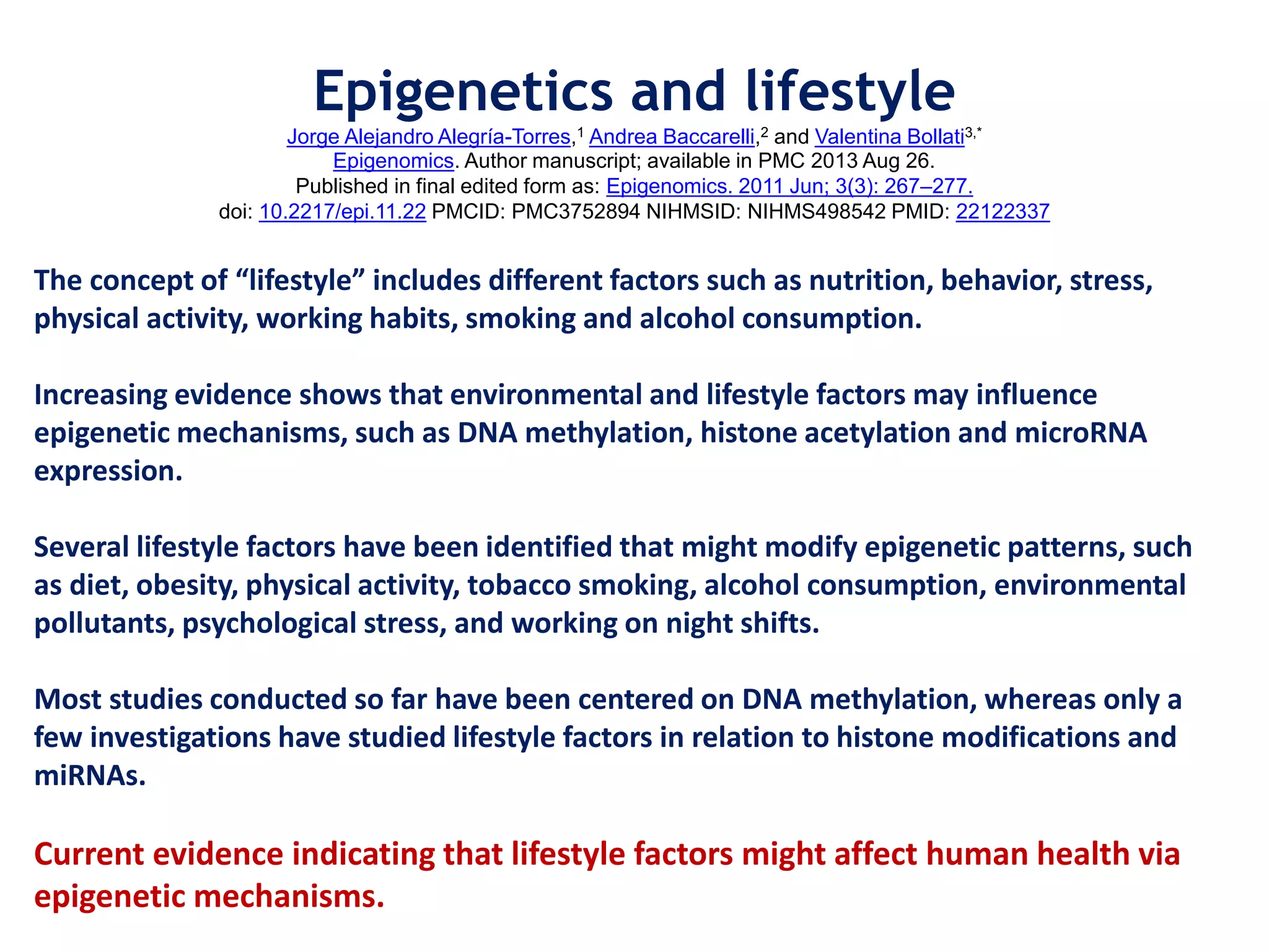 Epigenetics, the microbiome and the environment | PPTX