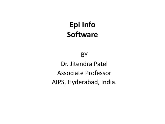 Epi Info- An Statistical Software | PPTX