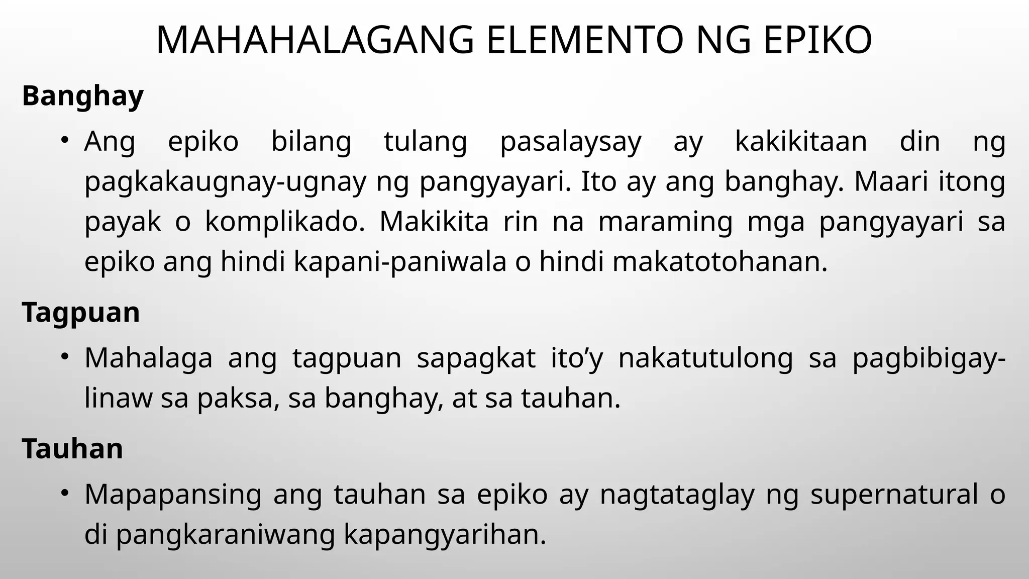 Kahulugan ng Epiko at ang mga Elemento nito | PPTX