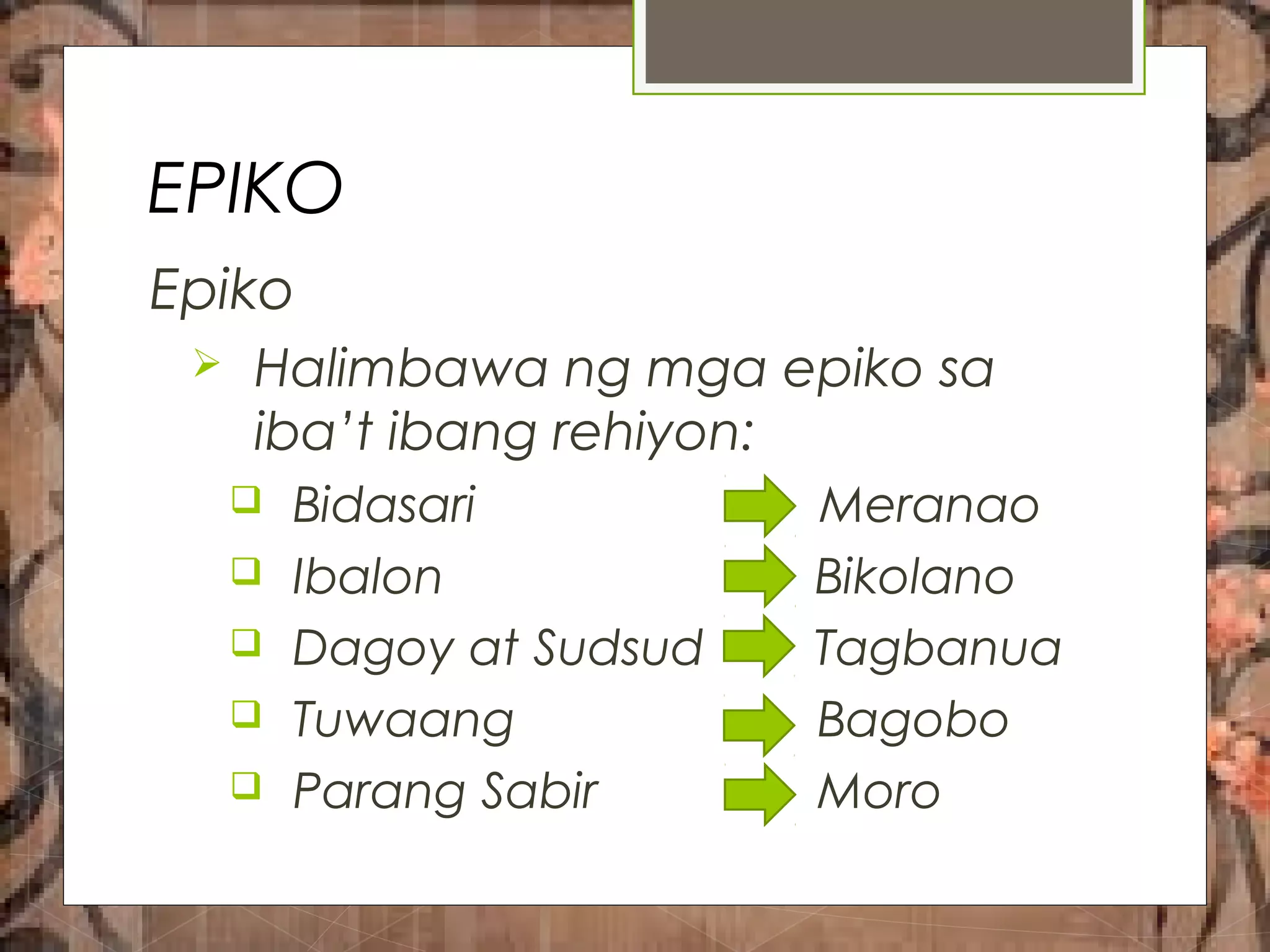 Epiko at ang mga elemento nito | PPT