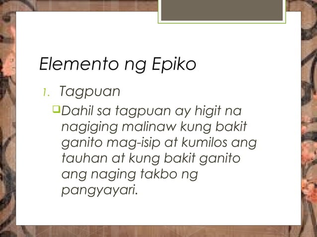 Epiko at ang mga elemento nito | PPT