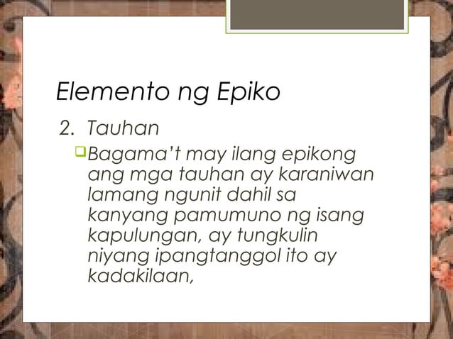 Epiko at ang mga elemento nito | PPT