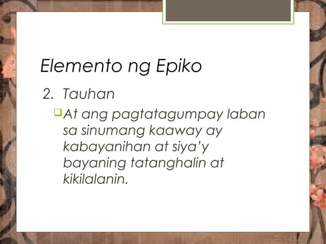 Epiko at ang mga elemento nito | PPT