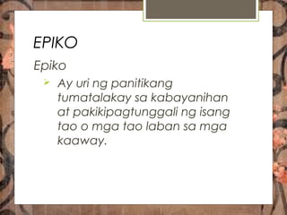Epiko at ang mga elemento nito | PPT