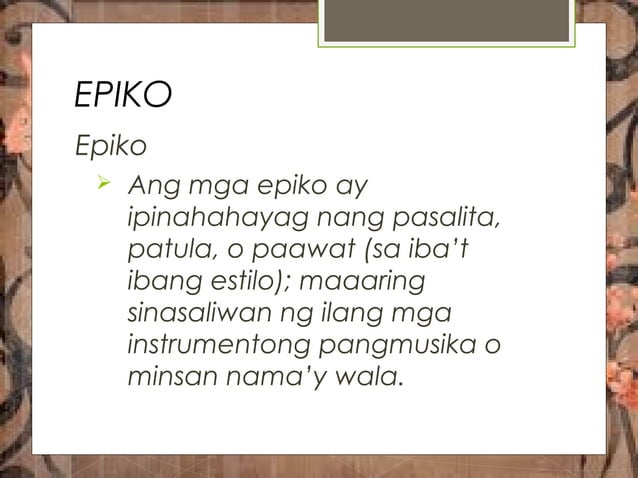 Epiko at ang mga elemento nito | PPT