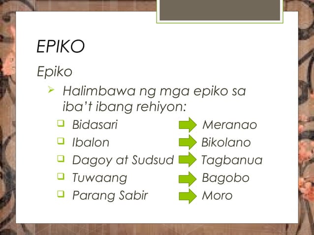 Epiko at ang mga elemento nito | PPT