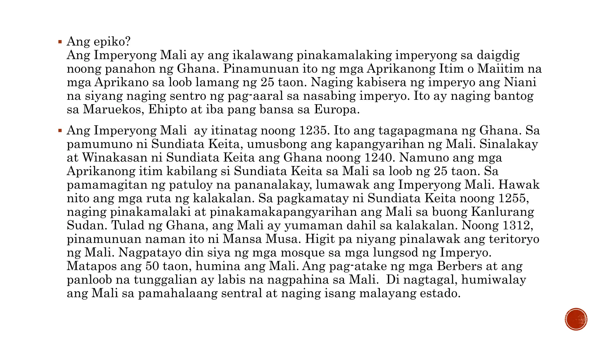Epiko Sundiata ang unang emperyong Mali lesson | PPTX