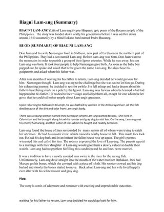 Epiko ng biag ni lam ang | DOCX