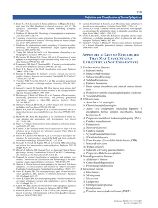 Epilepsia 2015 - trinka - a definition and classification of status ...