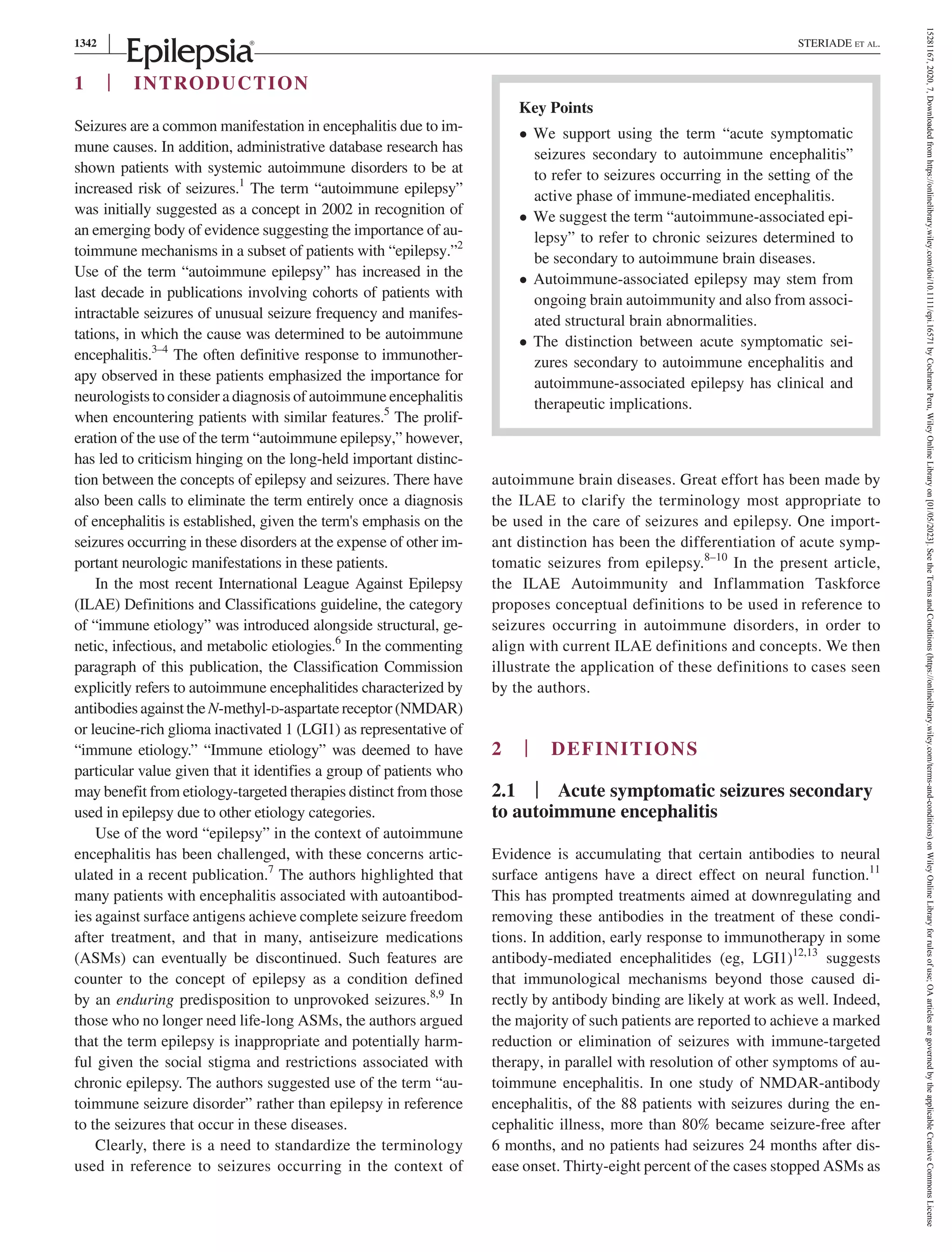 Epilepsia - 2020 - Steriade - Acute symptomatic seizures secondary to ...