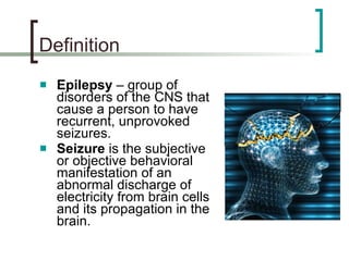 Epilepsija (ang | PPT | Brain and Nervous System Disorders | Diseases ...