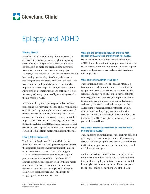 Epilepsy and adhd fact sheet
