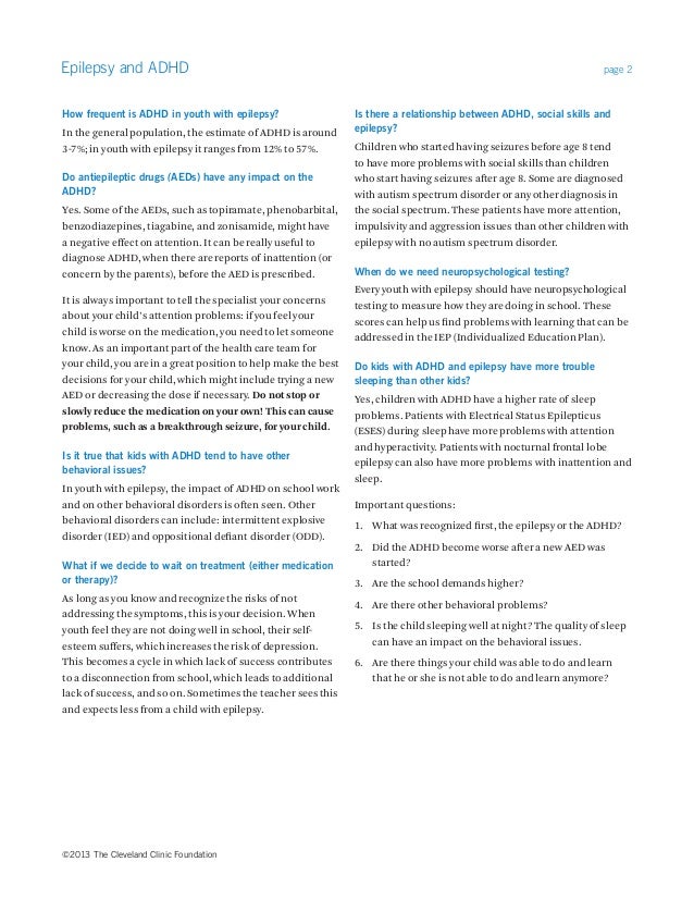 Epilepsy and adhd fact sheet