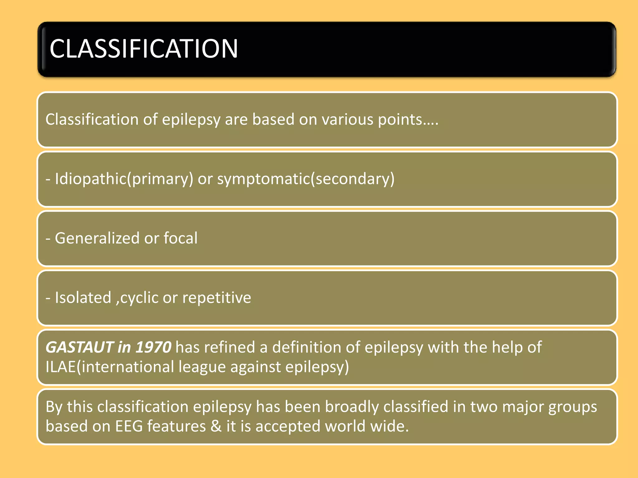 Epilepsy and its management (ppt) | PPTX