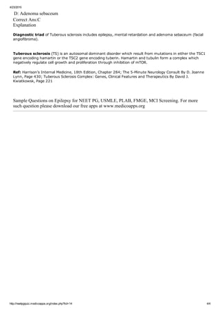 Epilepsy questions for neet pg, usmle, plab , fmge (mci screening) | PDF