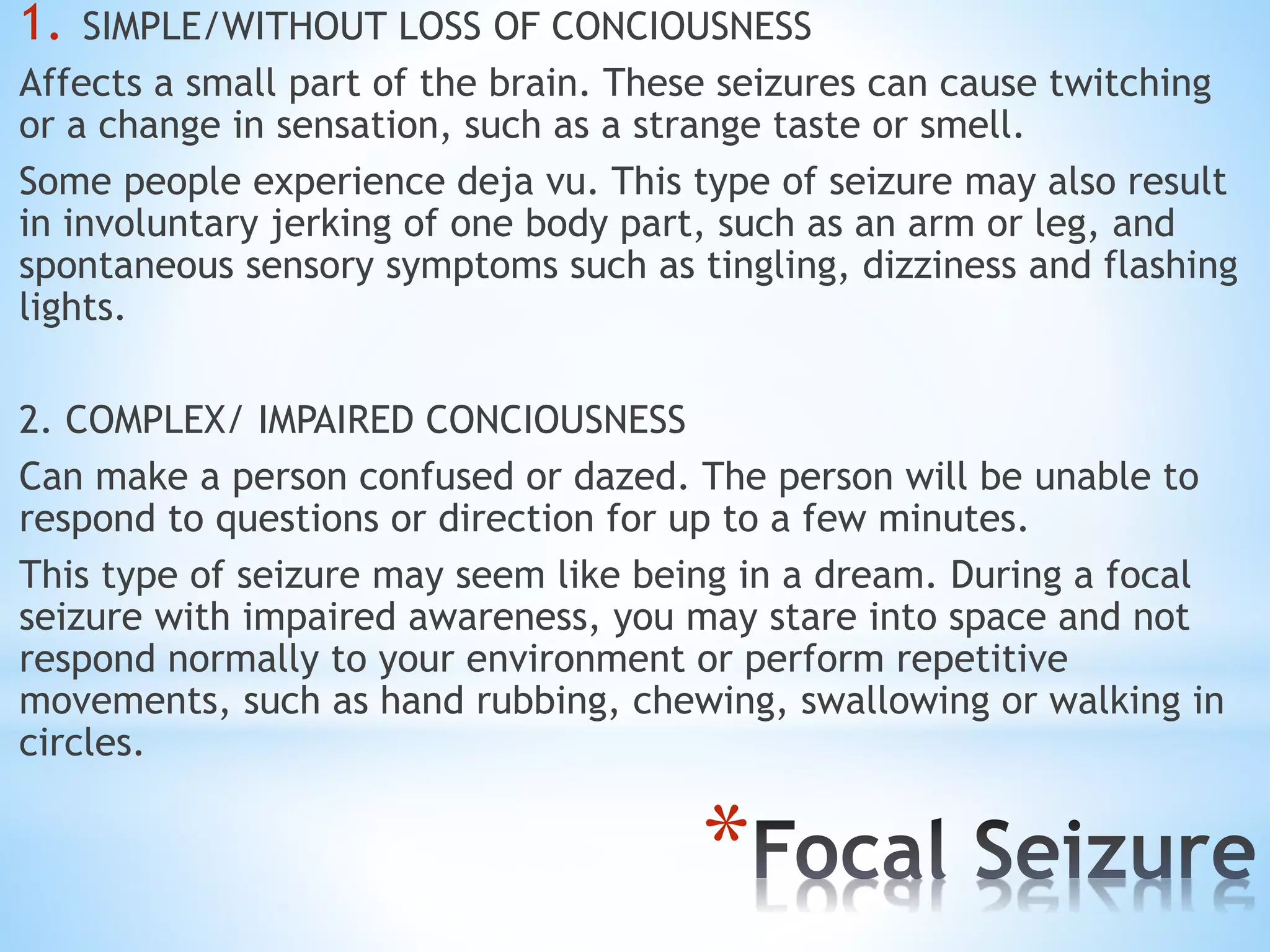 Epilepsy Types | PPTX