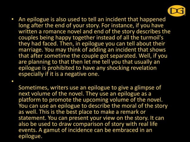 All that you should know about an Epilogue | PPTX | Freelance Writing ...