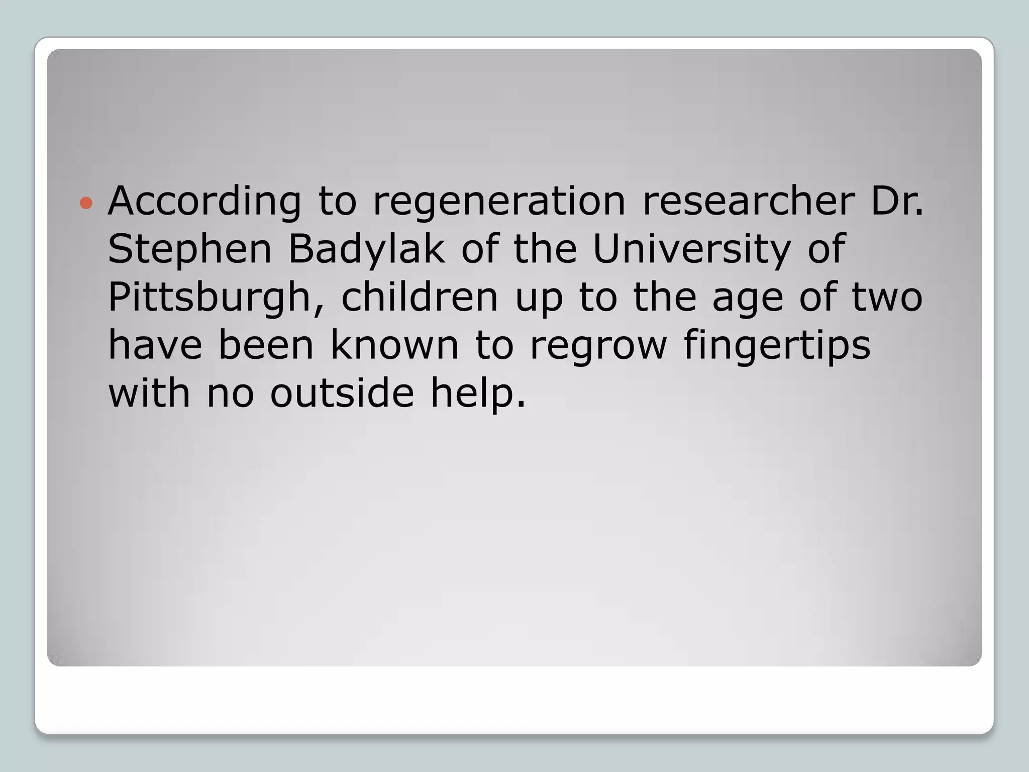 Epimorphic regeneration science project | PPTX