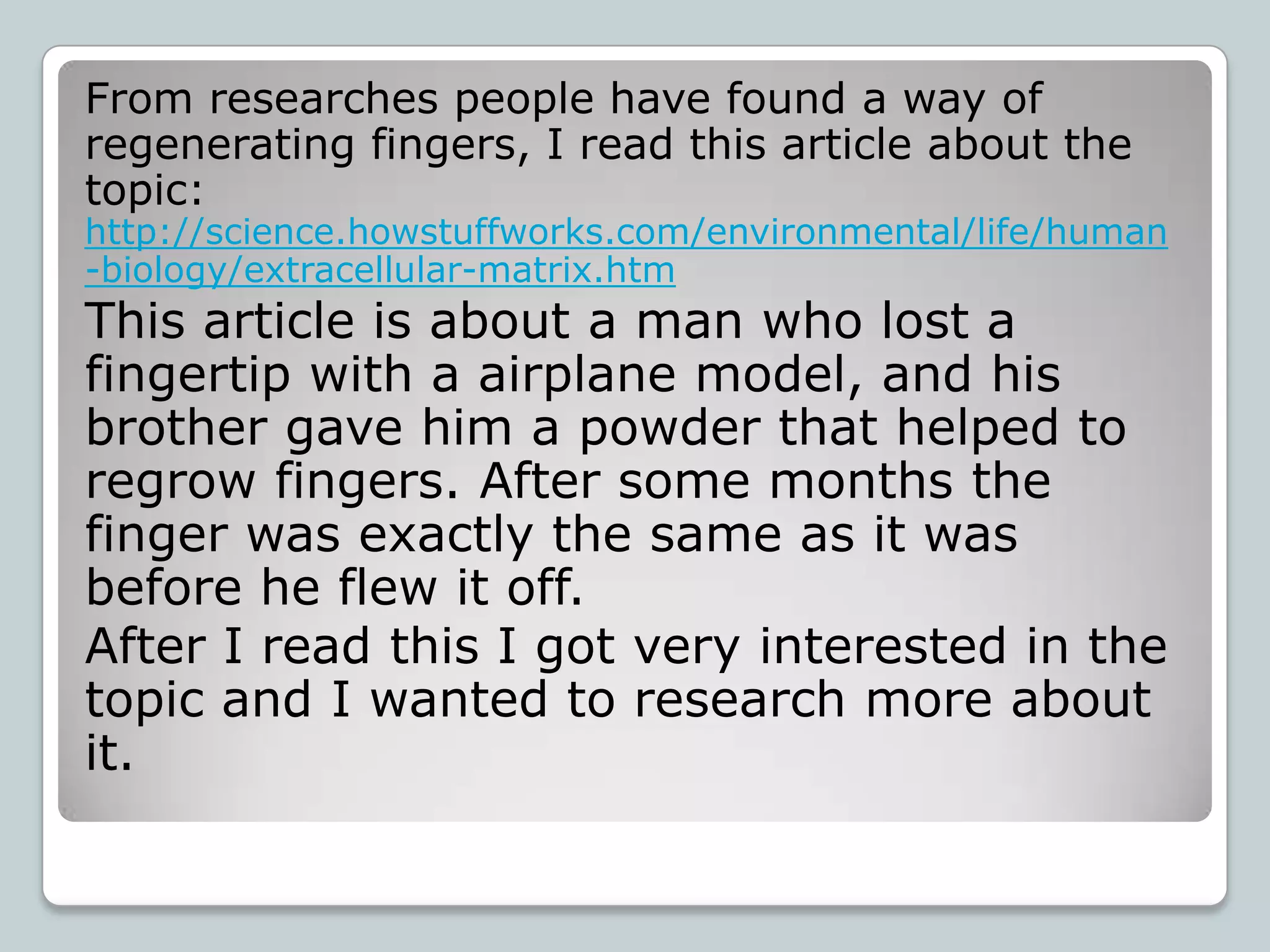 Epimorphic regeneration science project | PPTX