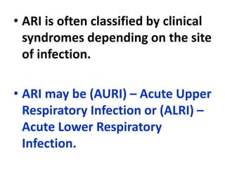 EPIDEMIOLOGY OF ARI | PPTX
