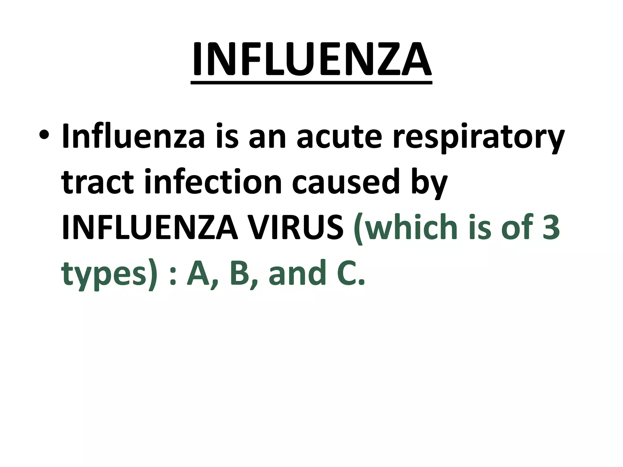 EPIDEMIOLOGY OF INFLUENZA | PPTX