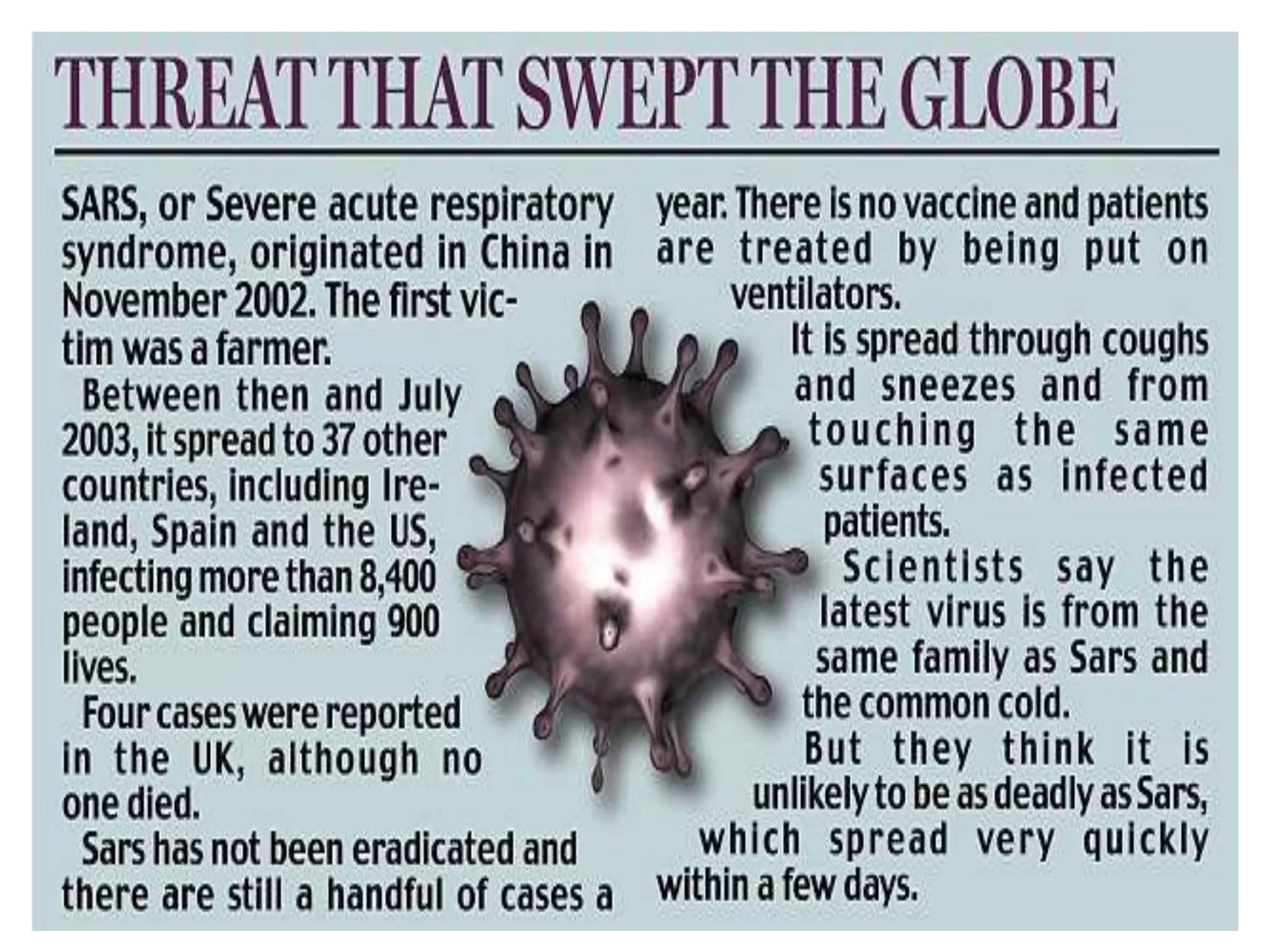 EPIDEMIOLOGY OF SARS | PPTX