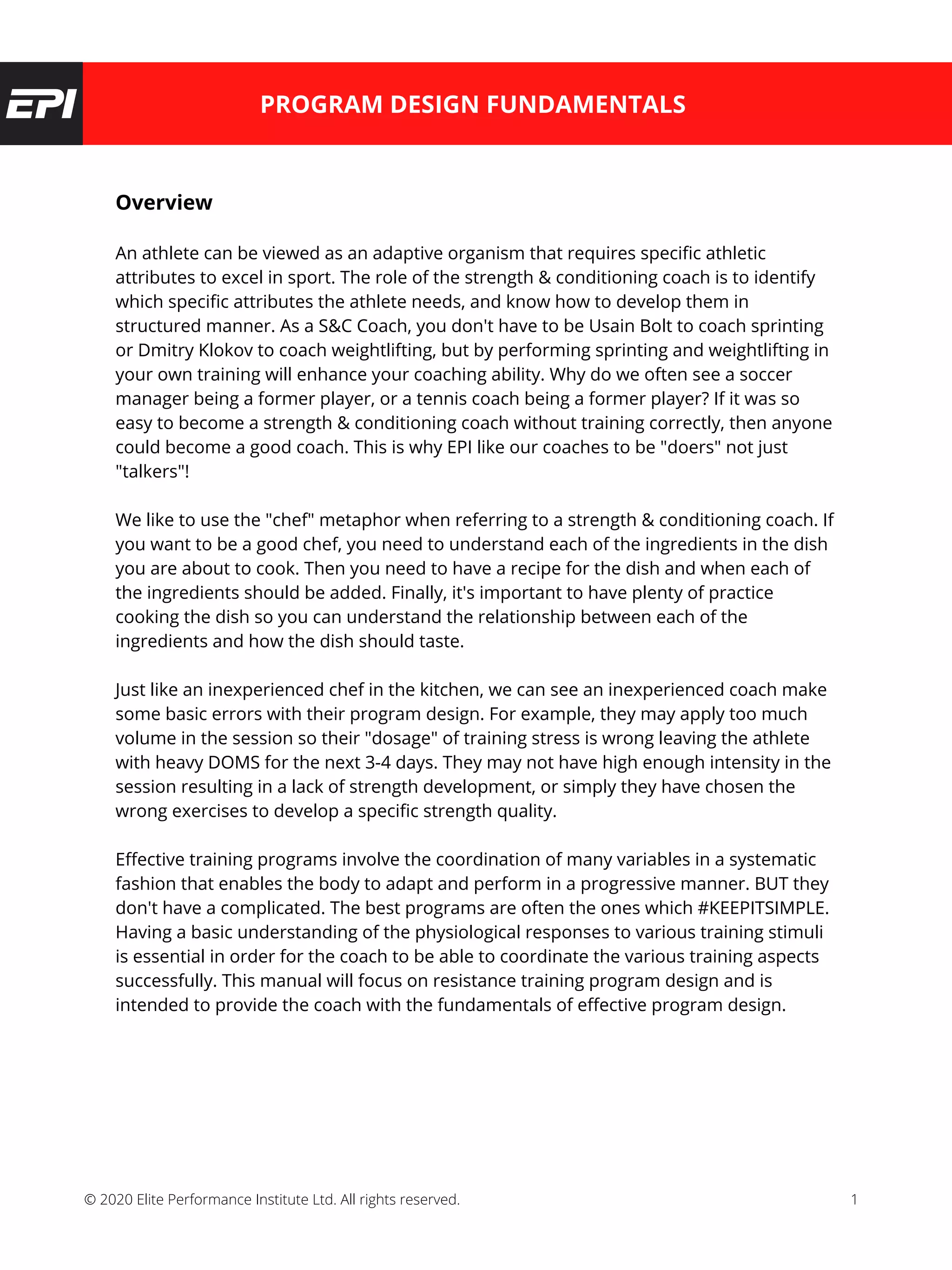 Strength & Conditioning Program Design | PDF