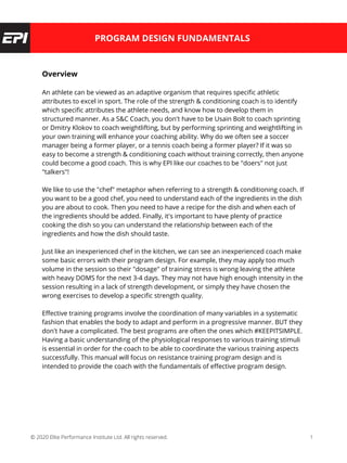 Strength & Conditioning Program Design | PDF