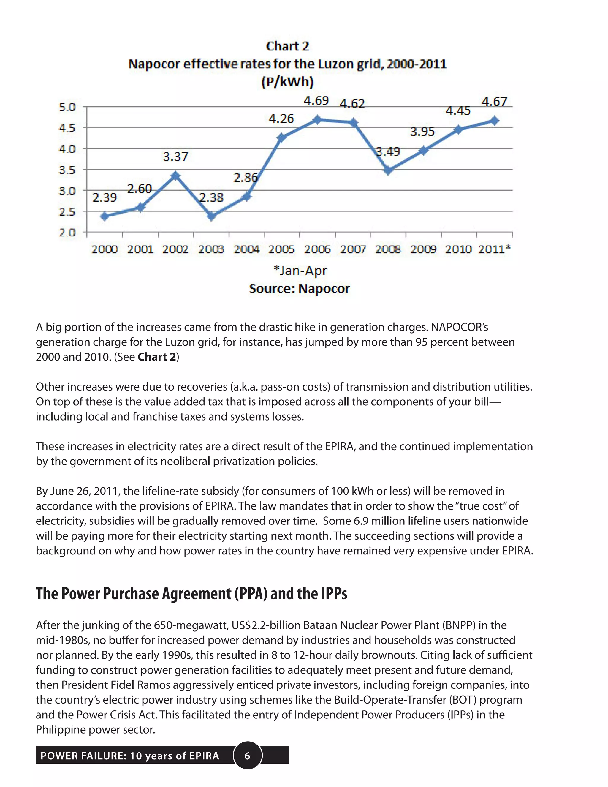 Report on Power failure: Ten (10) Years of EPIRA jun 2011 | PDF