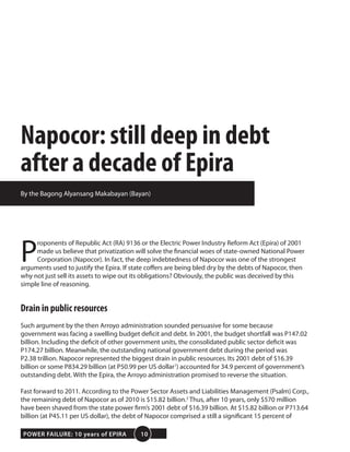 Report on Power failure: Ten (10) Years of EPIRA jun 2011 | PDF