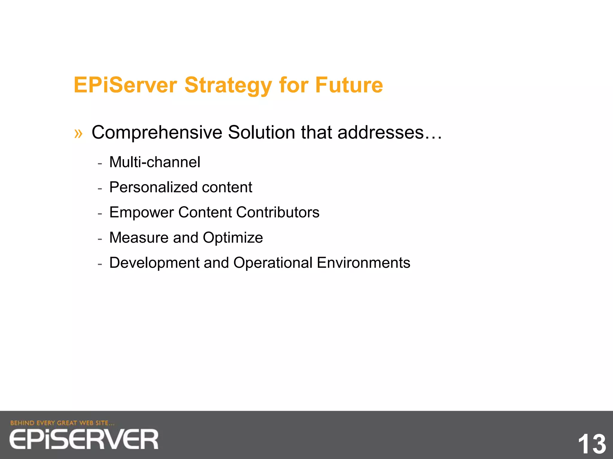 EPiServer Product Strategy and Roadmap | PDF