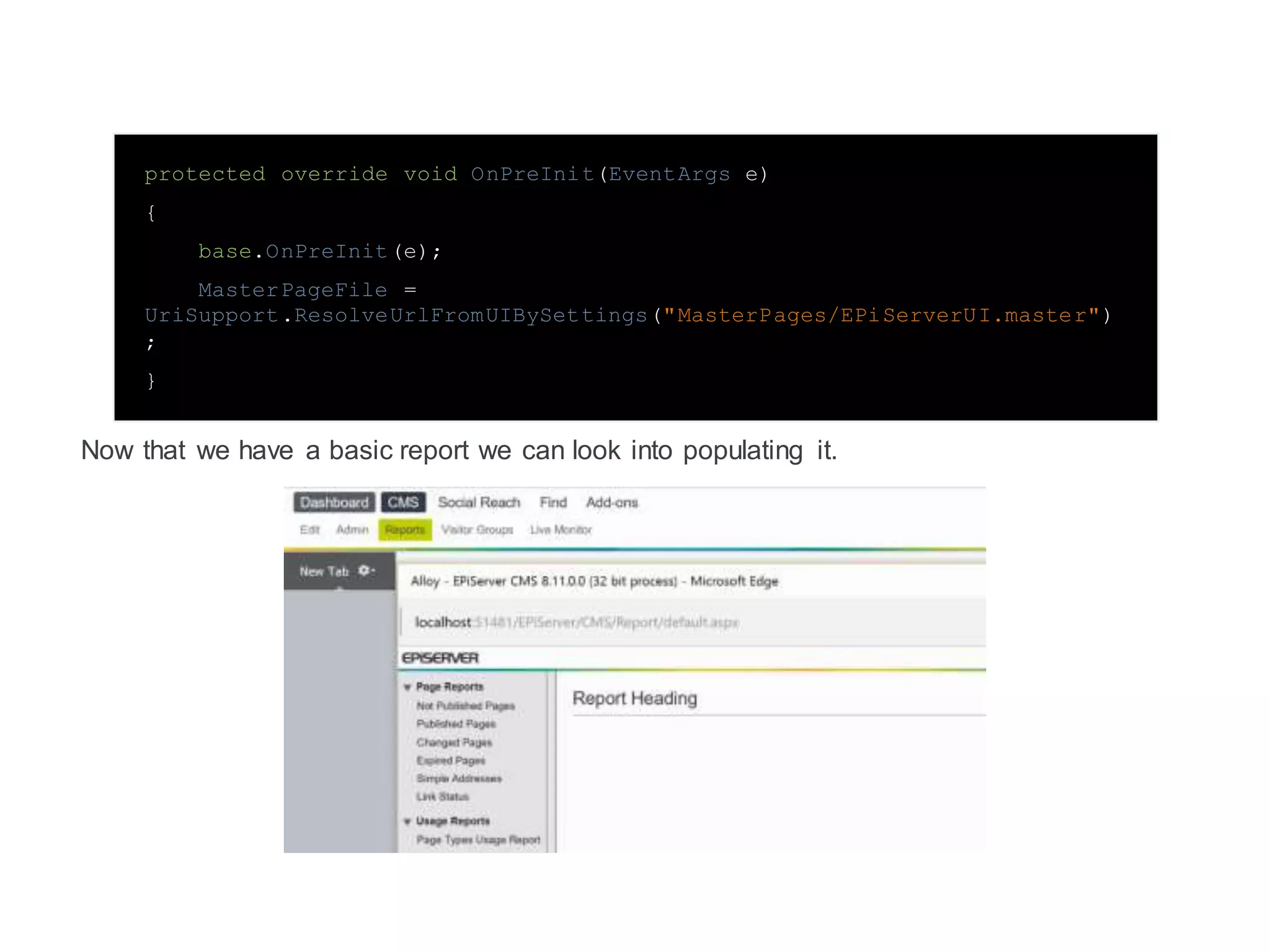 Creating EPiServer Usage Reports | PPT