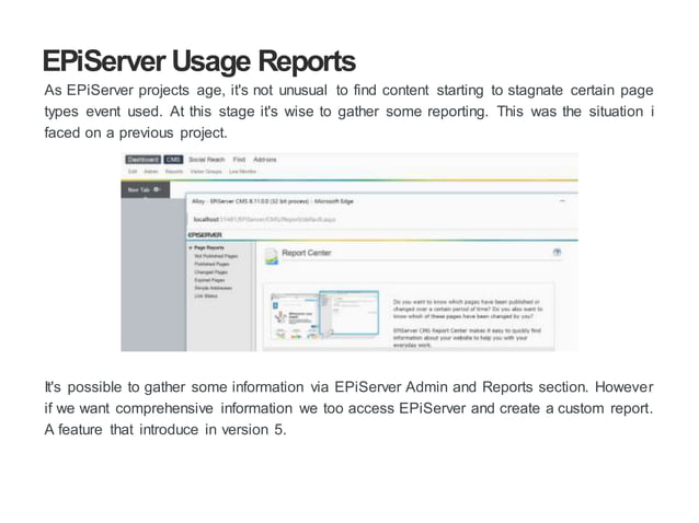 Creating EPiServer Usage Reports | DOCX