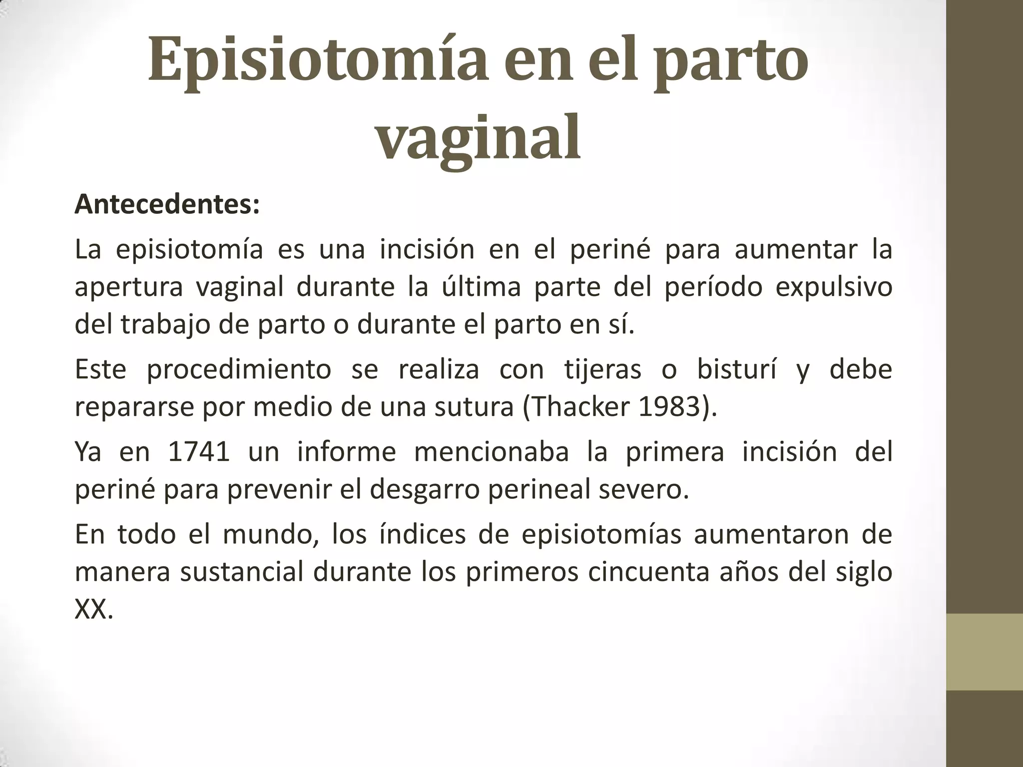 Episiotomía en el parto vaginal (revisión) | PPT