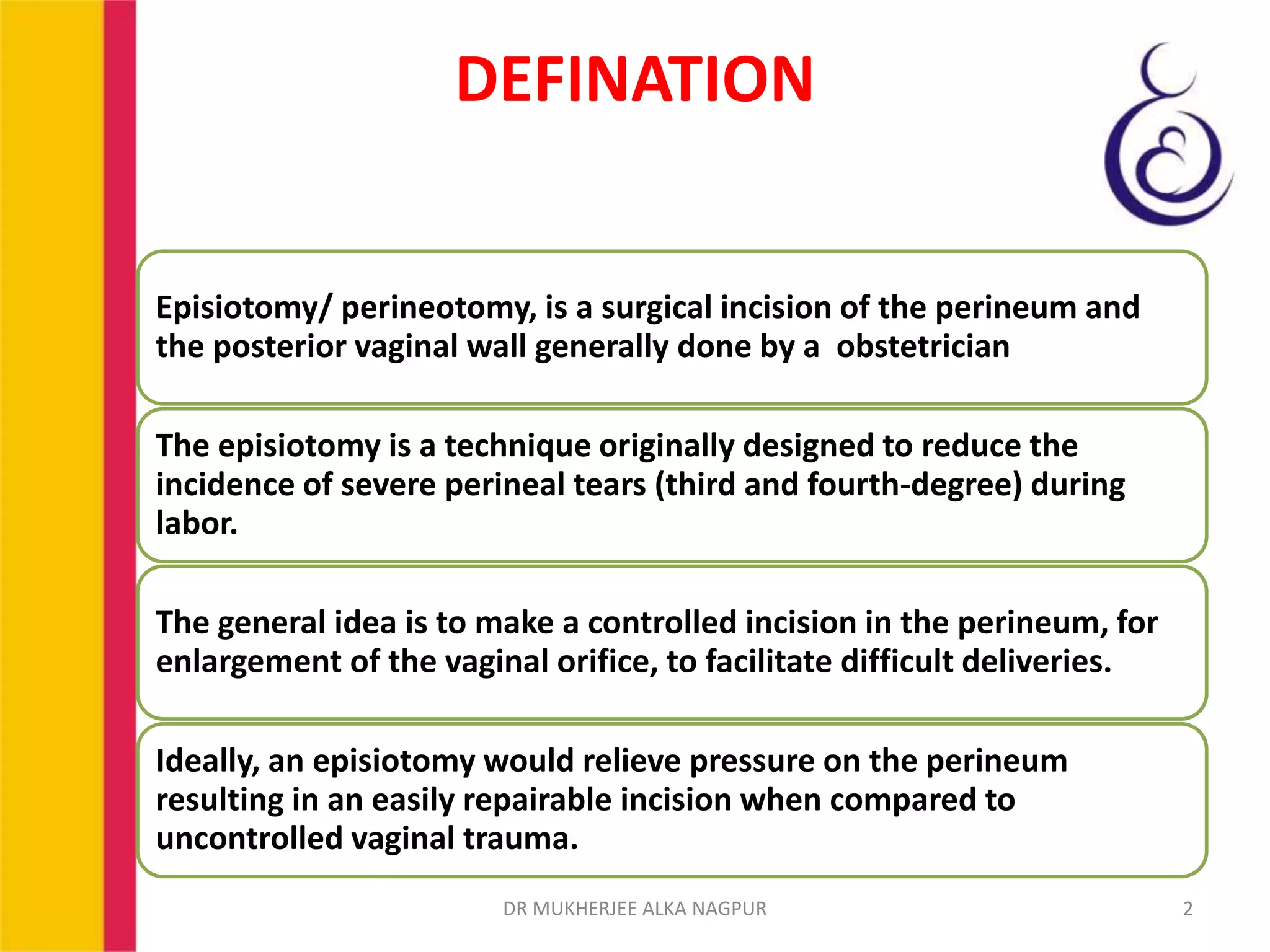 Episiotomy slideshare by dr alka mukherjee & dr apurva mukherjee ms | PPTX