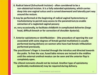 Episiotomy slideshare by dr alka mukherjee & dr apurva mukherjee ms | PPTX