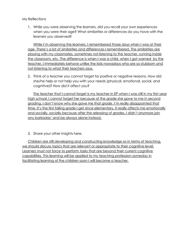 Field Study 1, Episode 2 "The Learners' Characteristics and Needs" | DOCX