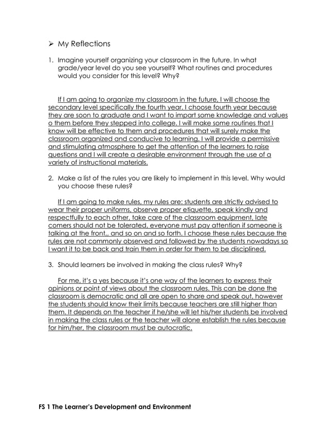 Field Study 1, Episode 3 "Classroom Management And Learning" | DOCX | Secondary Education ...