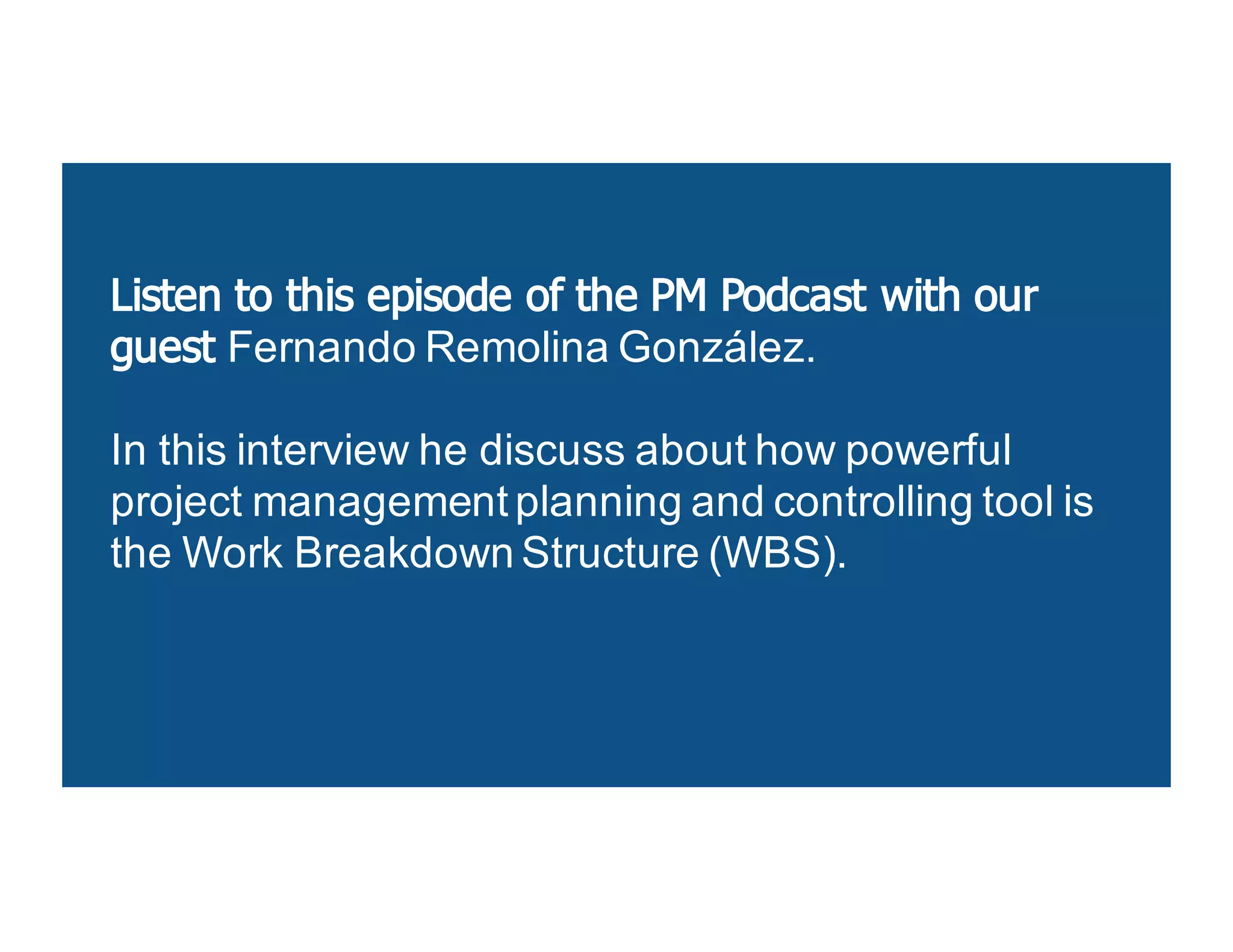 Episode 358: Work Breakdown Structure for a Shipyard Project | PDF