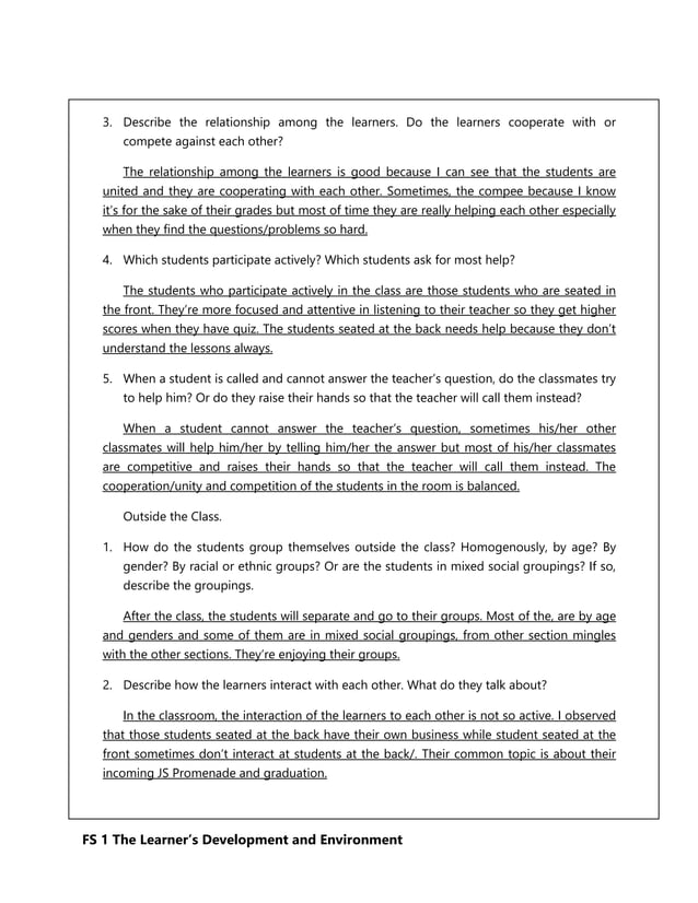 Field Study 1, Episode 4 "Individual Differences And Learner’s Interaction" | DOCX | Educational ...