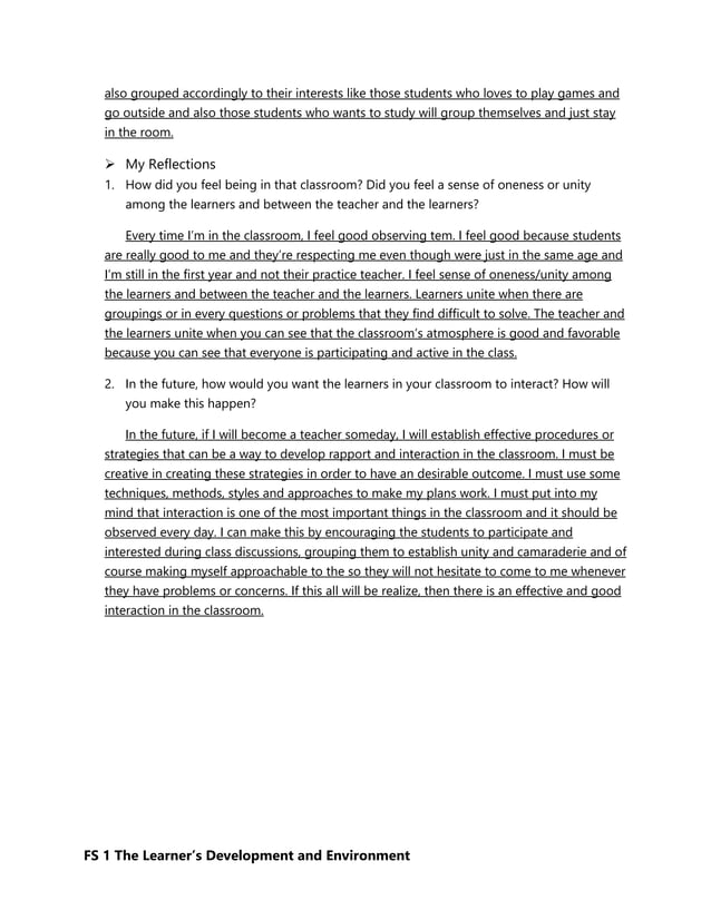 Field Study 1, Episode 4 "Individual Differences And Learner’s Interaction" | DOCX | Educational ...