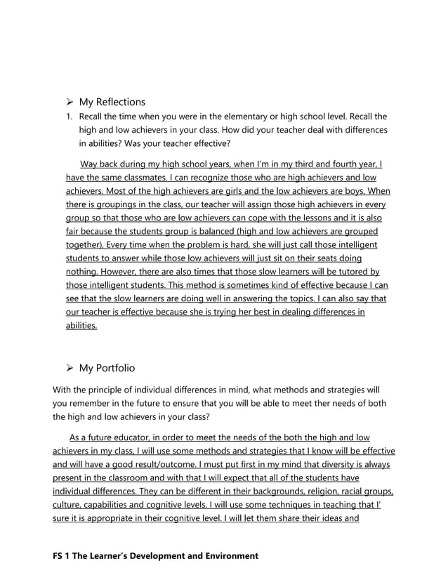 Field Study 1, Episode 5 "Individual Differences And Learner’s Interaction" | DOCX