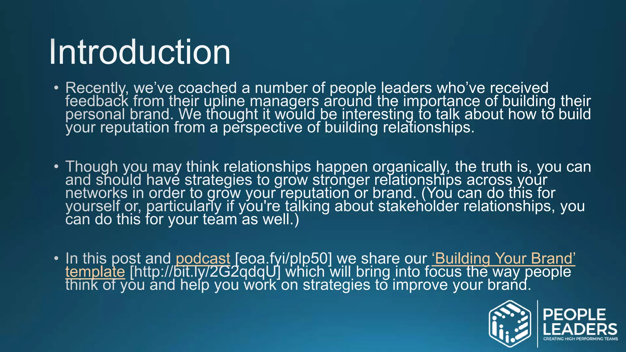 Building Your Brand As A People Leader | PPT