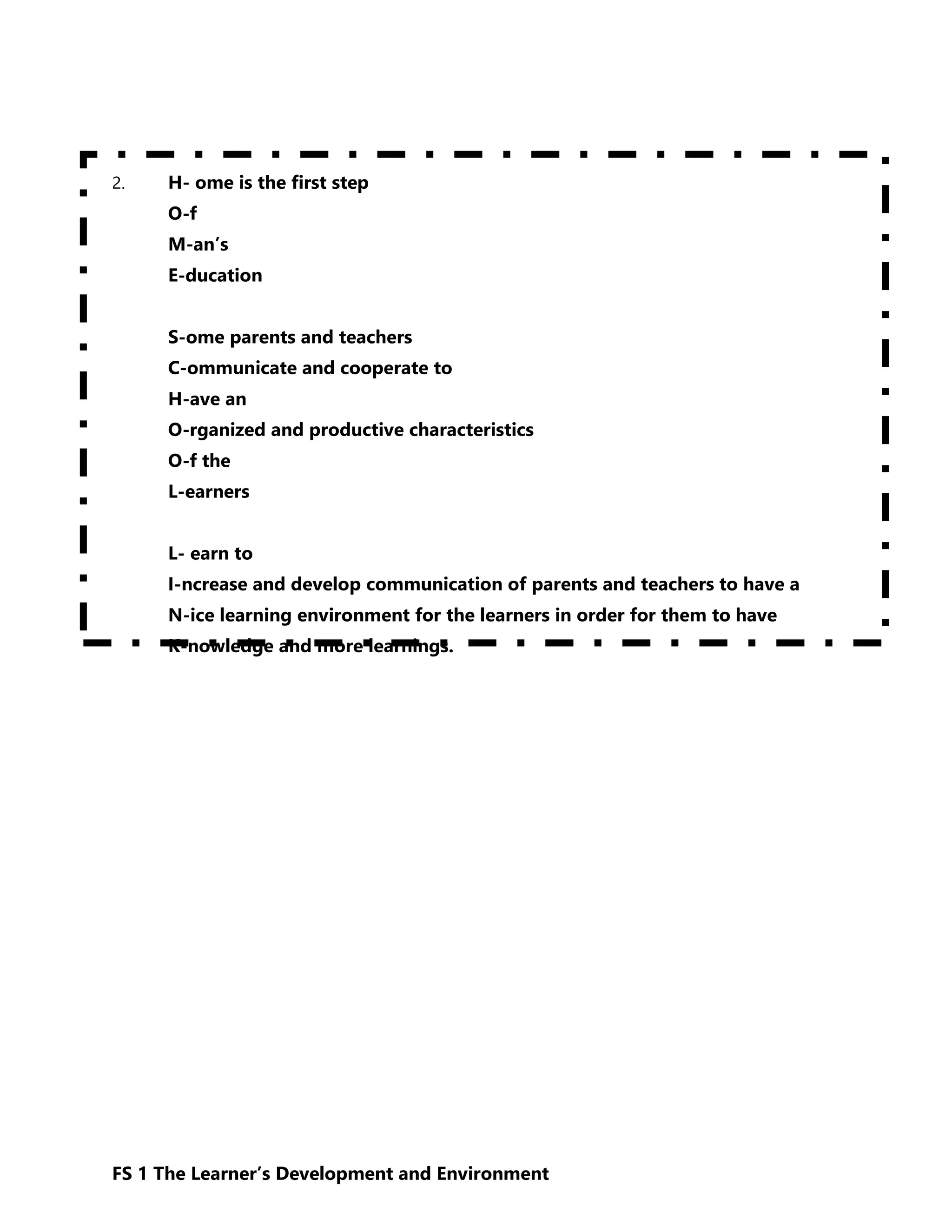 Field Study 1, Episode 6 "Home – School Link" | DOCX